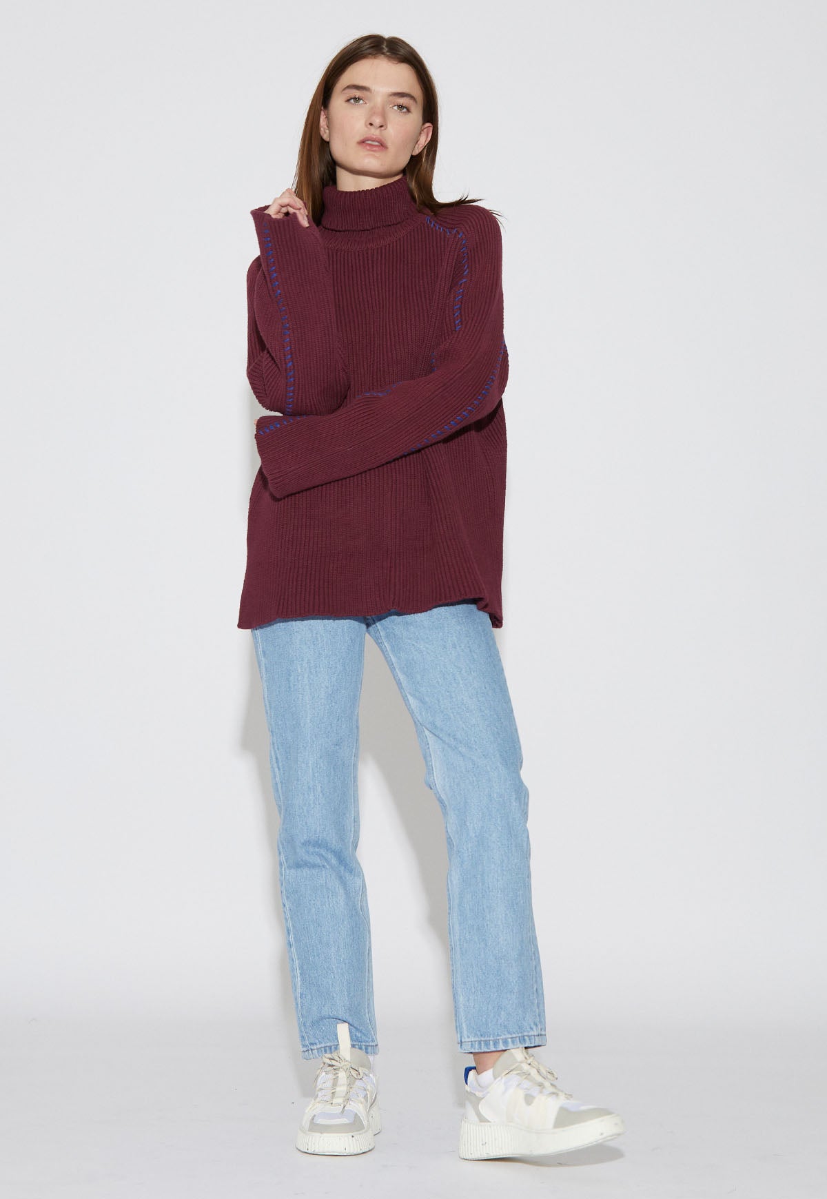 Oversized Stitch Sweater Maroon – NOIS NEW YORK
